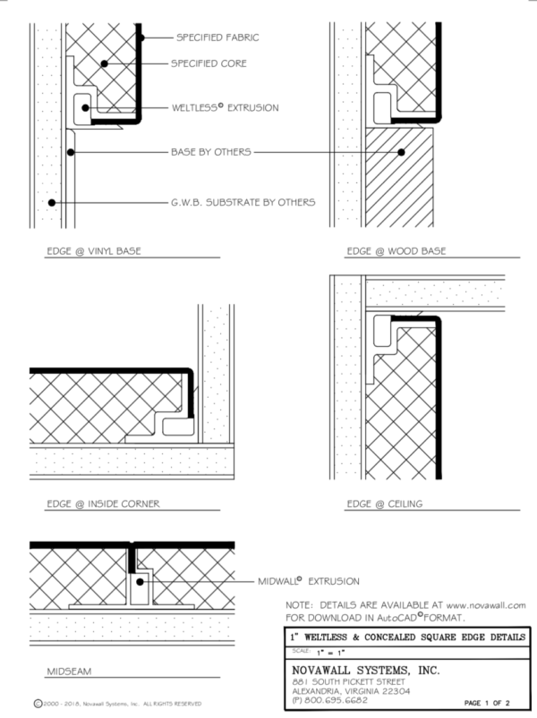1" Weltless and Concealed Square Edge - Novawall